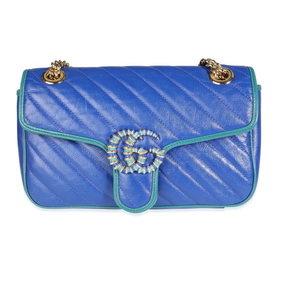 Gucci | Bags | Gucci Blue Turquoise Vintage Effect Matelass Leather Gg ...